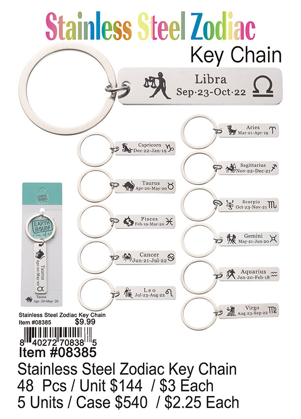 Stainless Steel Zodiac Keychain - Puka Creations