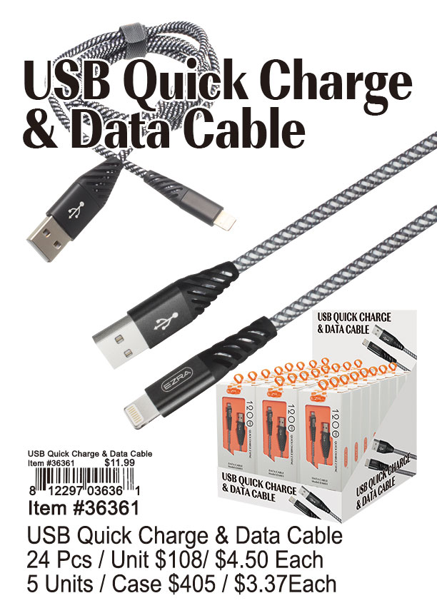 USB Quick Charge and Data Cable - Puka Creations