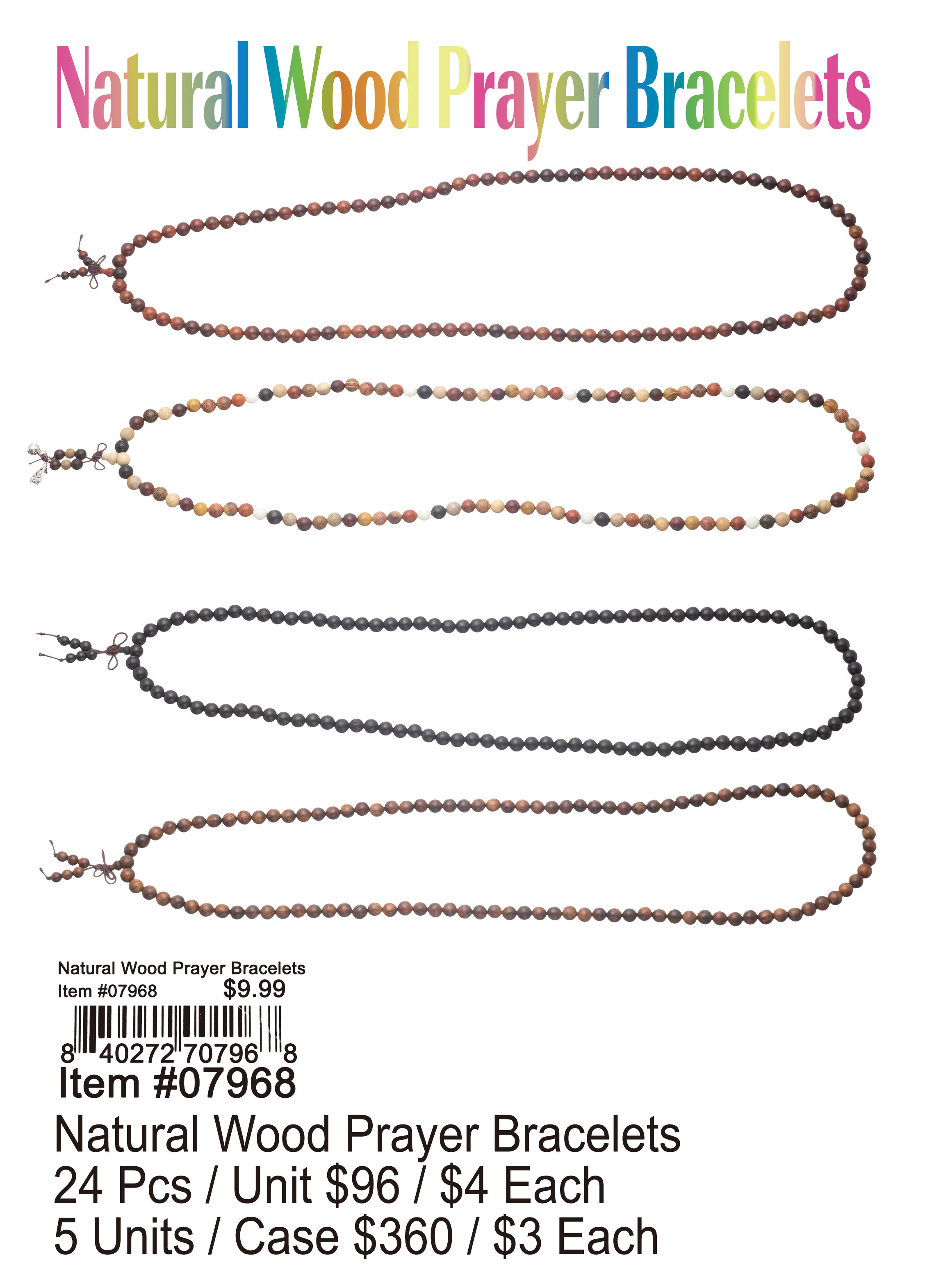 Natural Wood Prayer Bracelets